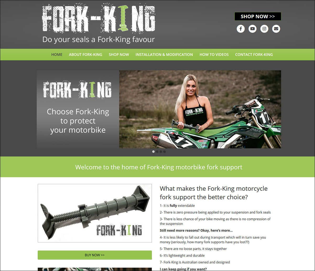 A new e-commerce website for Fork-King motorcycle fork supports - Web ...